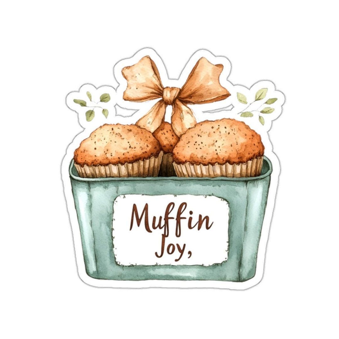 Muffin Joy Sticker, Bakery Decal, Watercolor Muffin, Baker Gift, Cute ...