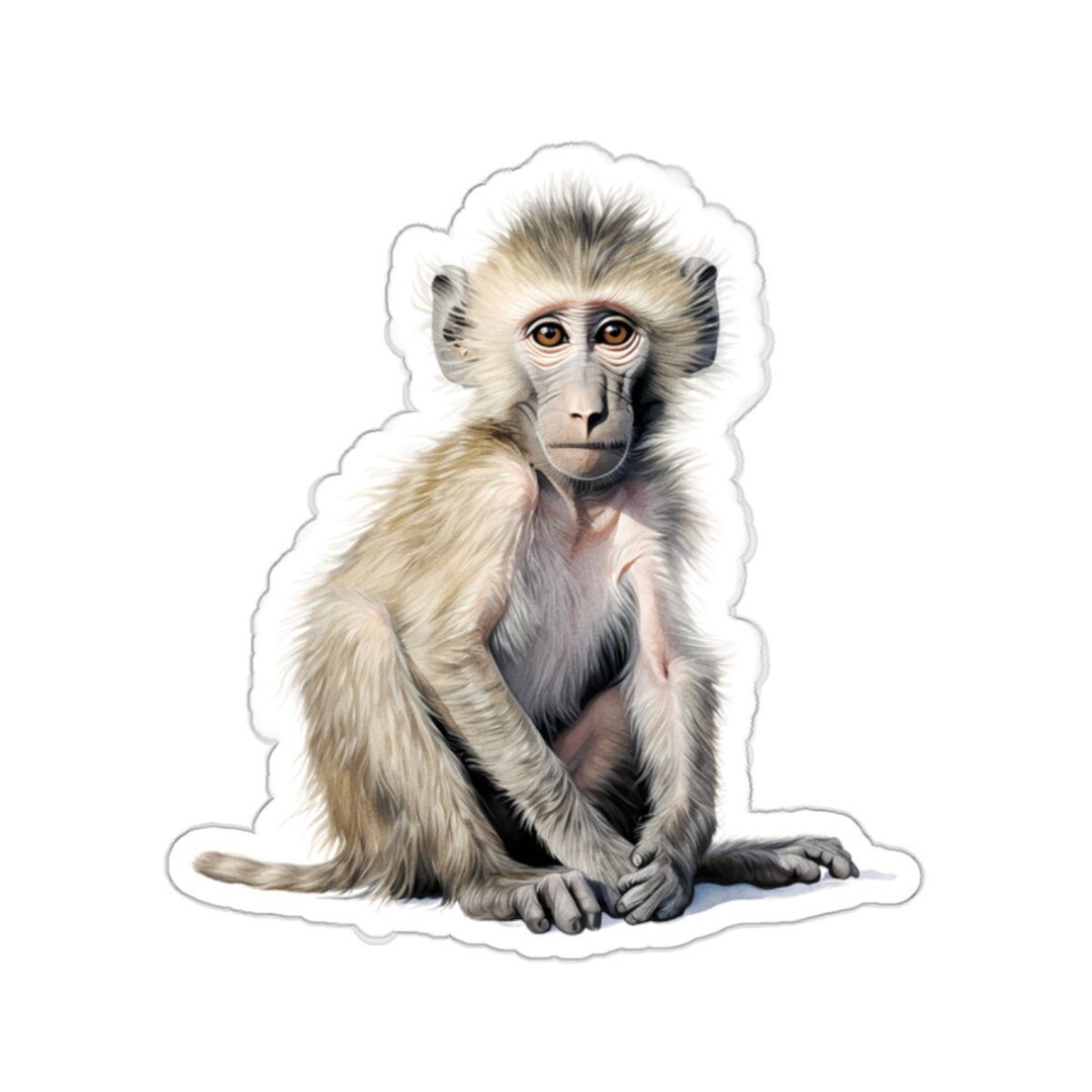 Adorable Baby Monkey Sticker, Cute Animal Decal for Laptop, Water ...