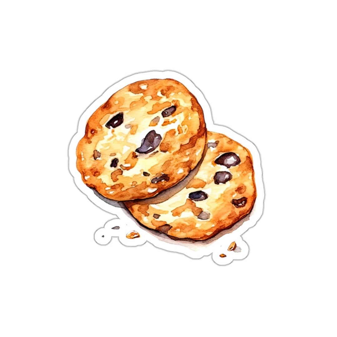 Cute Chocolate Chip Cookie Sticker, Watercolor Cookie Decal, Funny ...