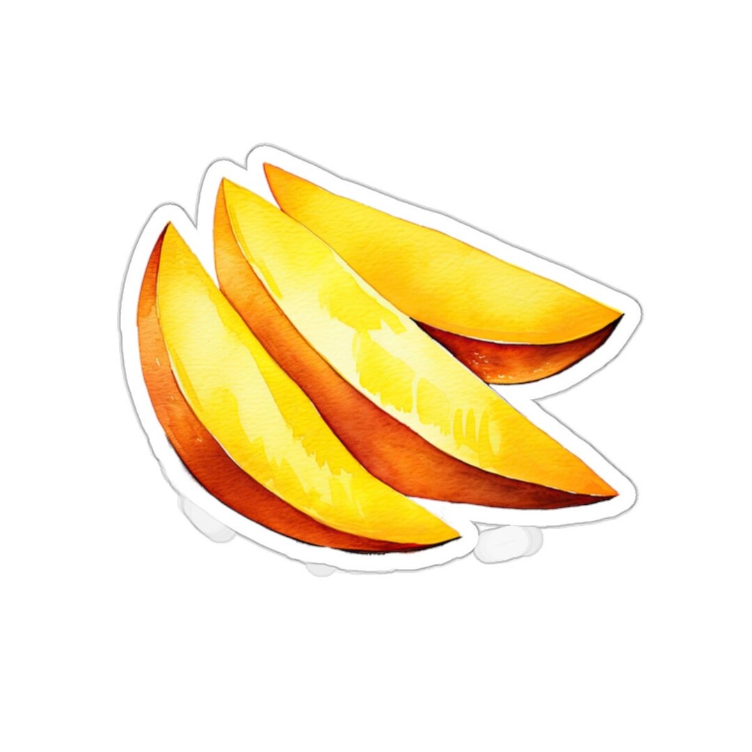 Vibrant Mango Slices Sticker, Watercolor Fruit Decal, Glossy Vinyl ...