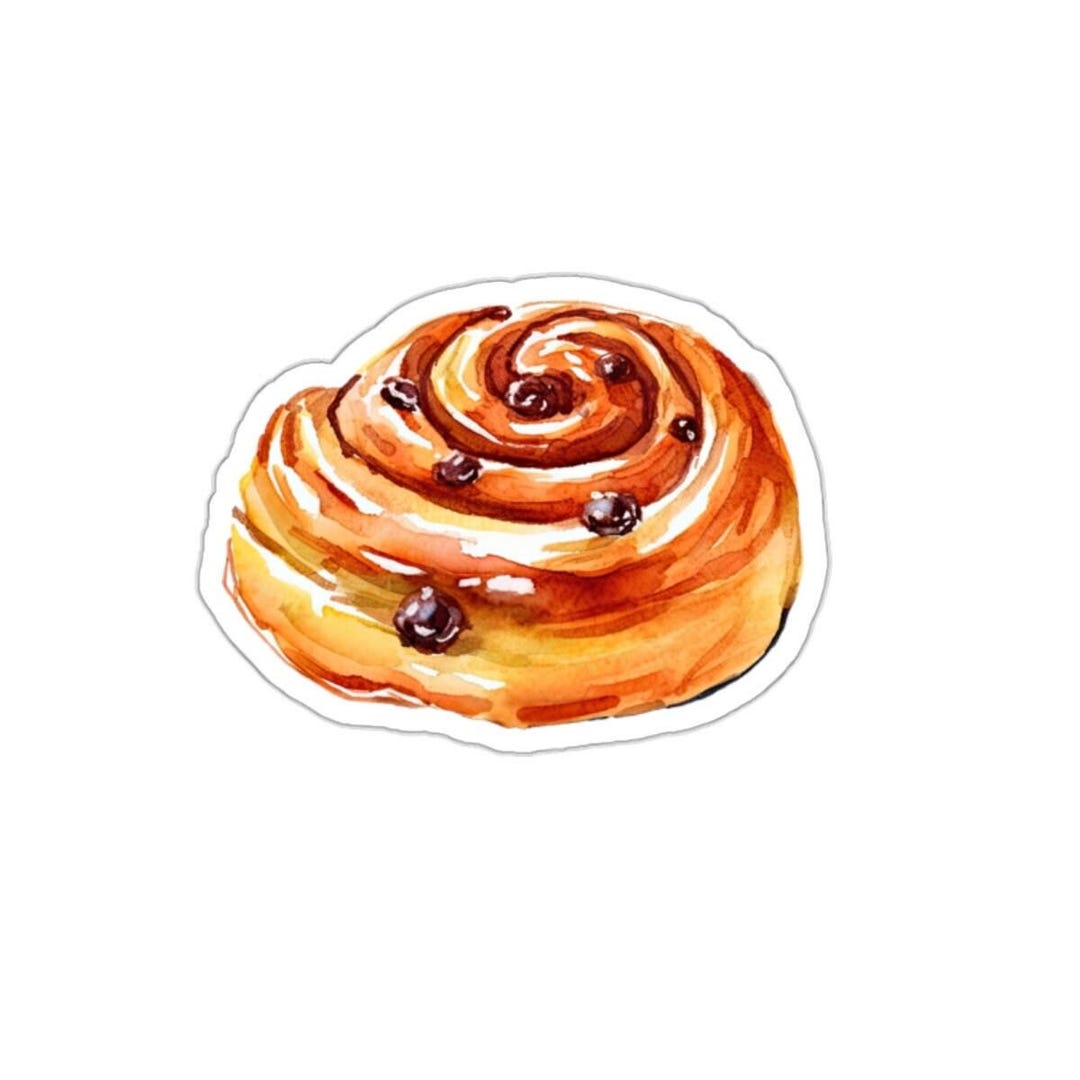 Cute Cinnamon Roll Sticker, Foodie Laptop Decal, Bakery Art Sticker ...