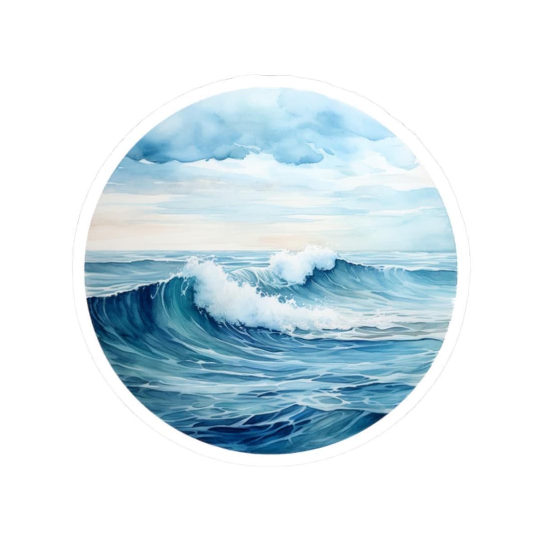 Ocean Wave Stickers, Watercolor Sea Stickers, Ocean Lover Gift, Coastal ...