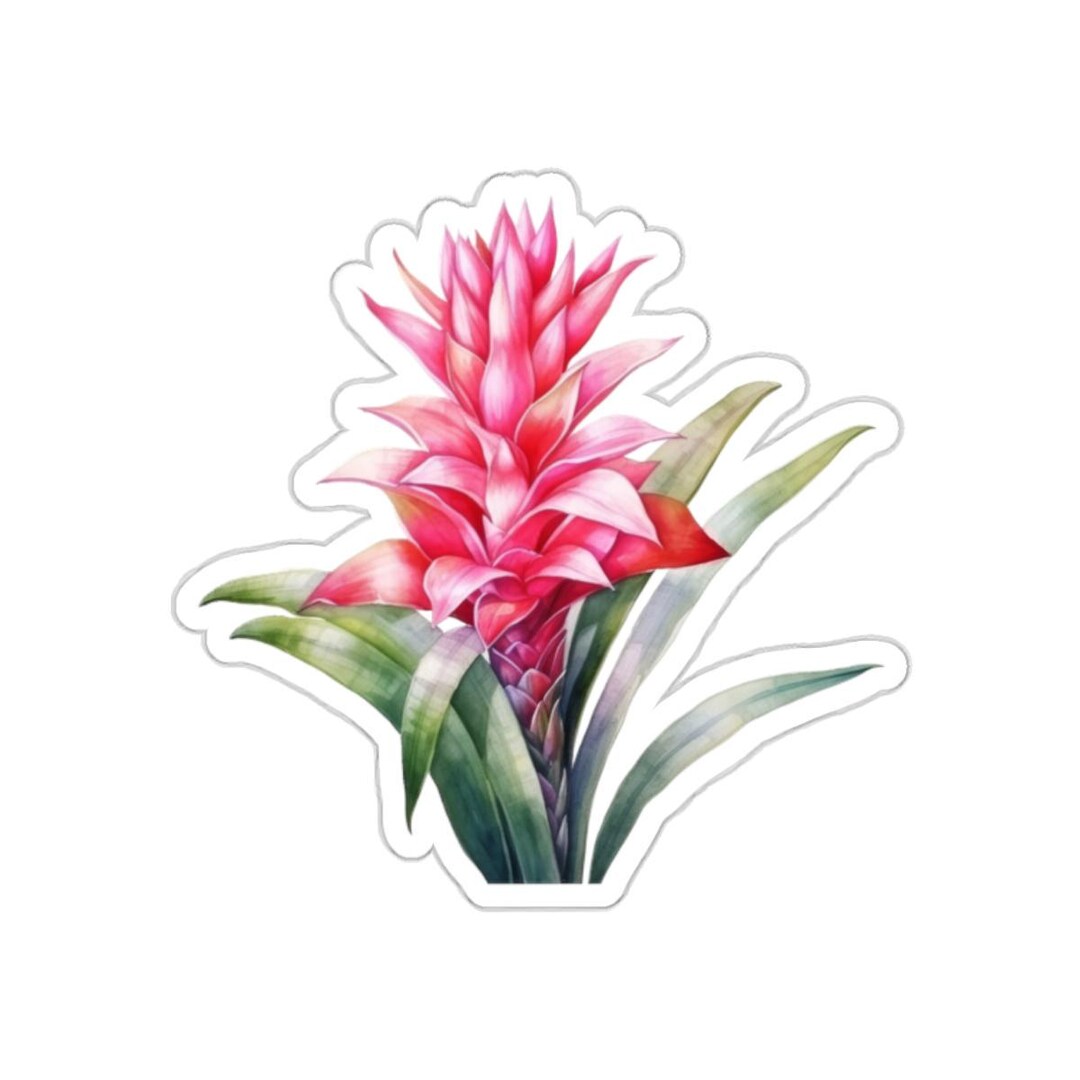 Tropical Flower Vinyl Sticker, Watercolor Plant Decal, Eco Friendly ...
