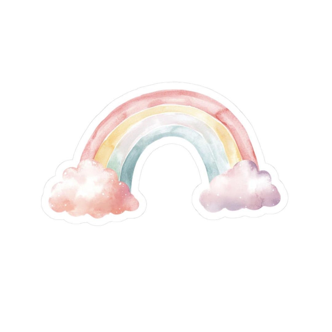Rainbow Clouds Sticker, Cute Watercolor Design Sticker, Laptop Decal ...