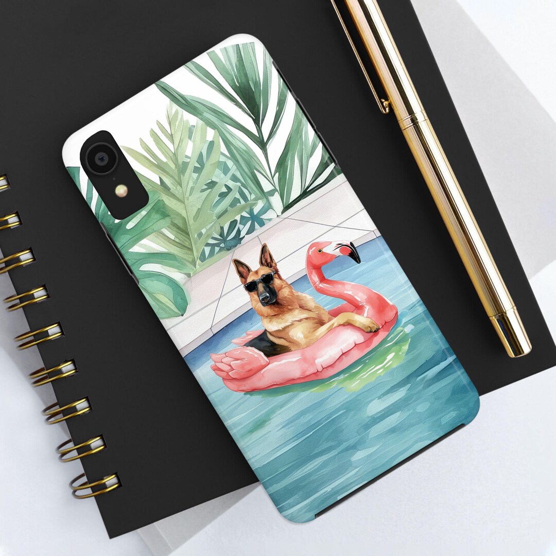Funny German Shepherd Phone Case, Summer Pool, iPhone 16, Summer Dog ...