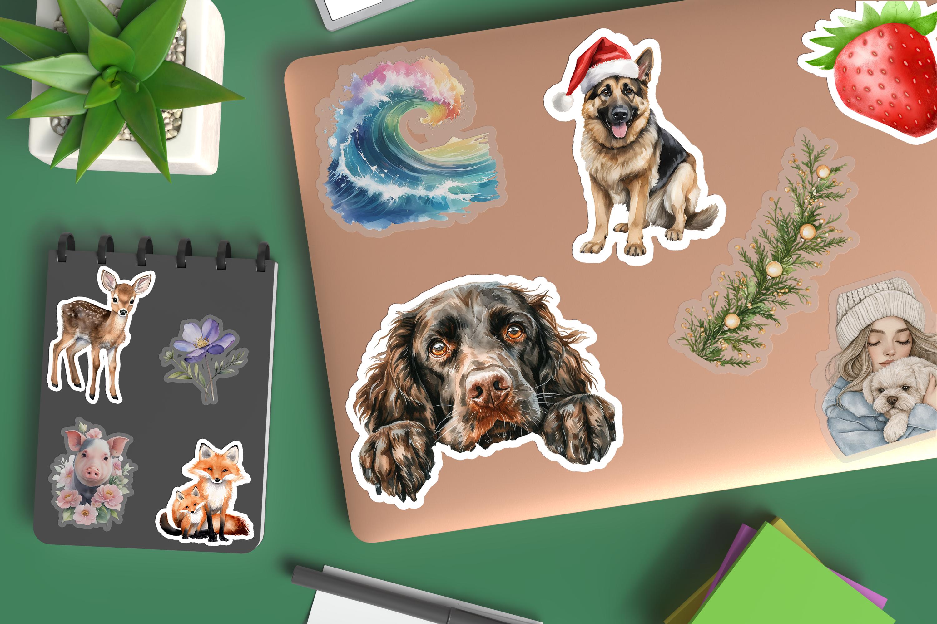 Vintage Books Watercolor Sticker, Christmas Book Stack Sticker, Holiday ...