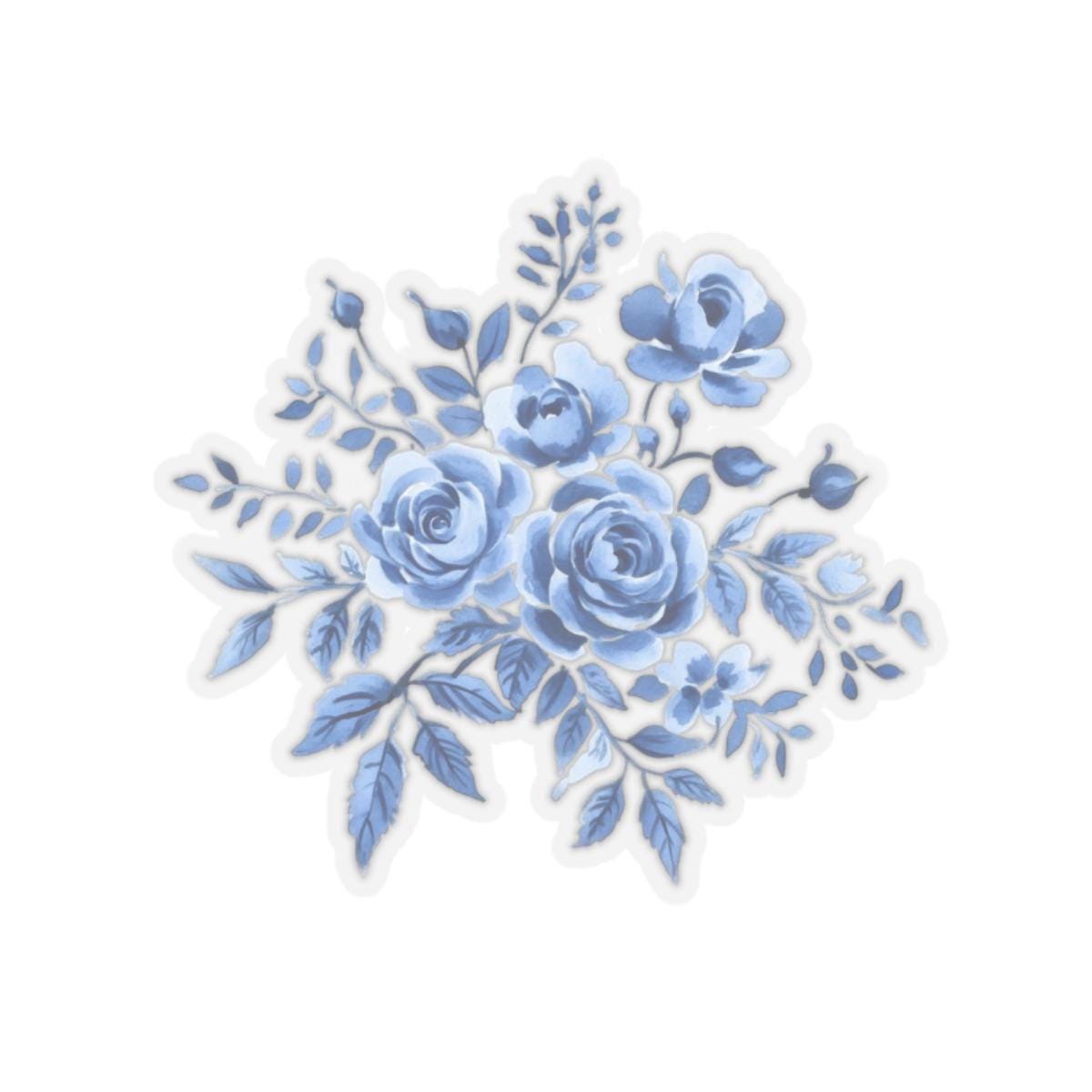 Blue Rose Sticker, Watercolor Floral Decal, Aesthetic Stickers ...