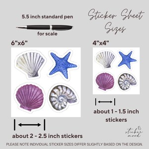 Seashell Stickers Sheet, Ocean Stickers, Beachwatercolor Stickers, Sea ...
