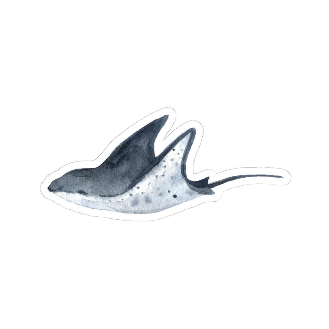 Cute Stingray Watercolor Sticker, Ocean Lover Gift, Waterproof Vinyl ...