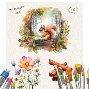 Forest Scene Vinyl Sticker, Nature Watercolor Decal, Wilderness ...