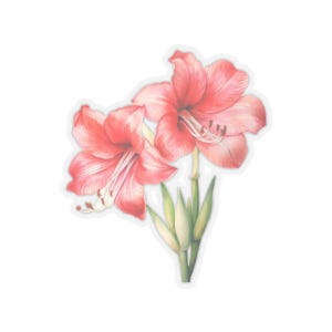 Beautiful Watercolor Lily Flower Sticker, Red Lily Blossom Vinyl ...
