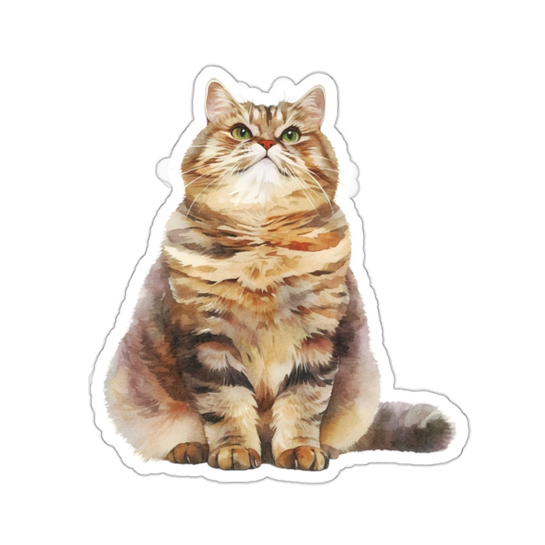 Chonky Tabby Cat Sticker, Cute Fat Kitten Decal – Waterproof Vinyl for ...