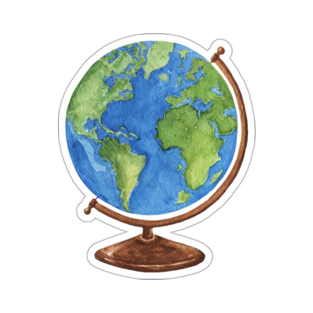 Watercolor Globe Vinyl Sticker for Laptop Water Bottle Window Phone ...