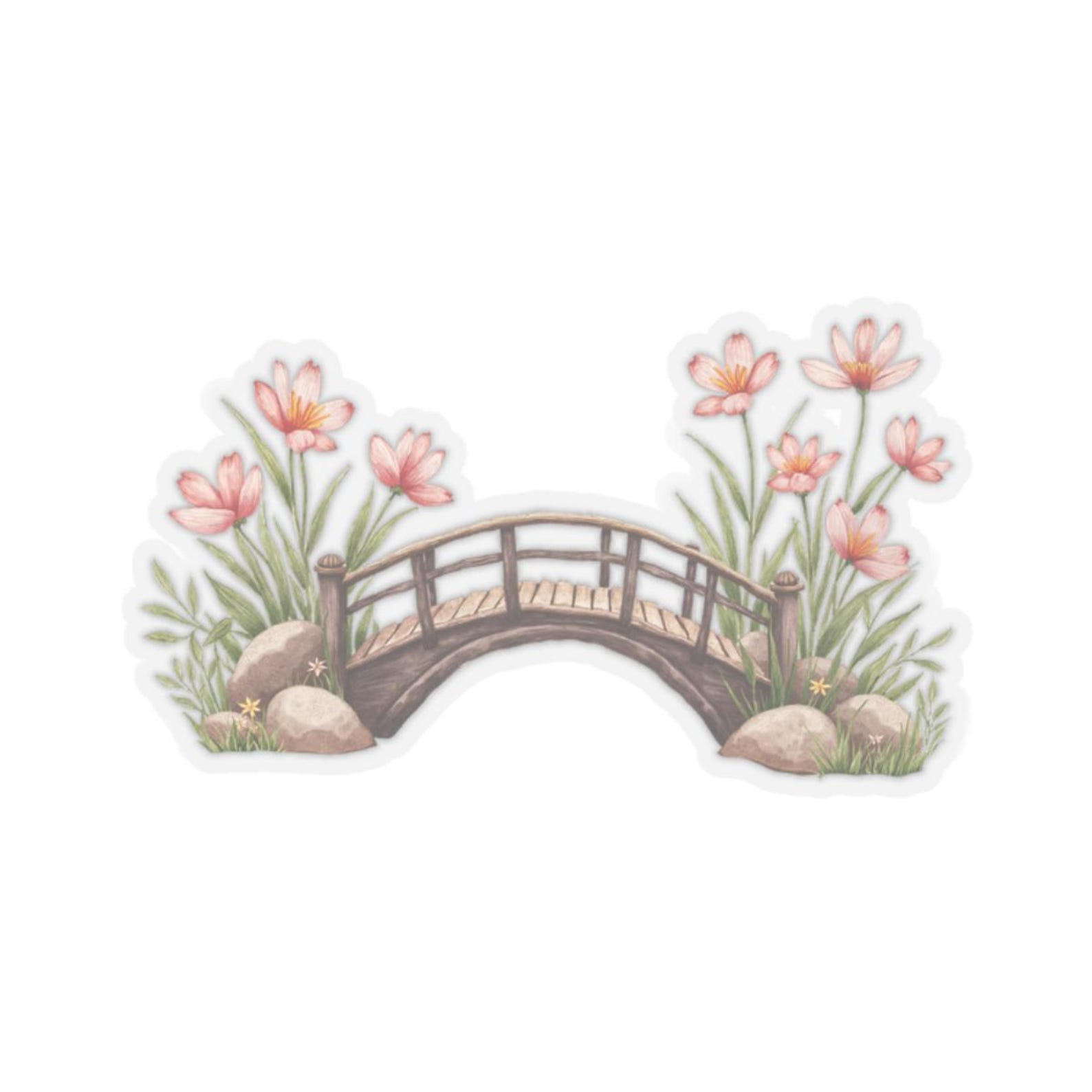 Floral Bridge Stickers, Watercolor Bridge Decal, Garden Stickers, Gift ...