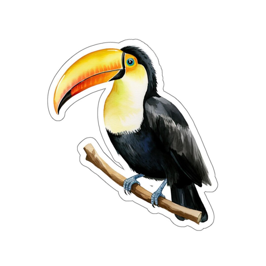 Cute Toucan Bird Sticker, Watercolor Waterproof Vinyl Decal, Eco ...