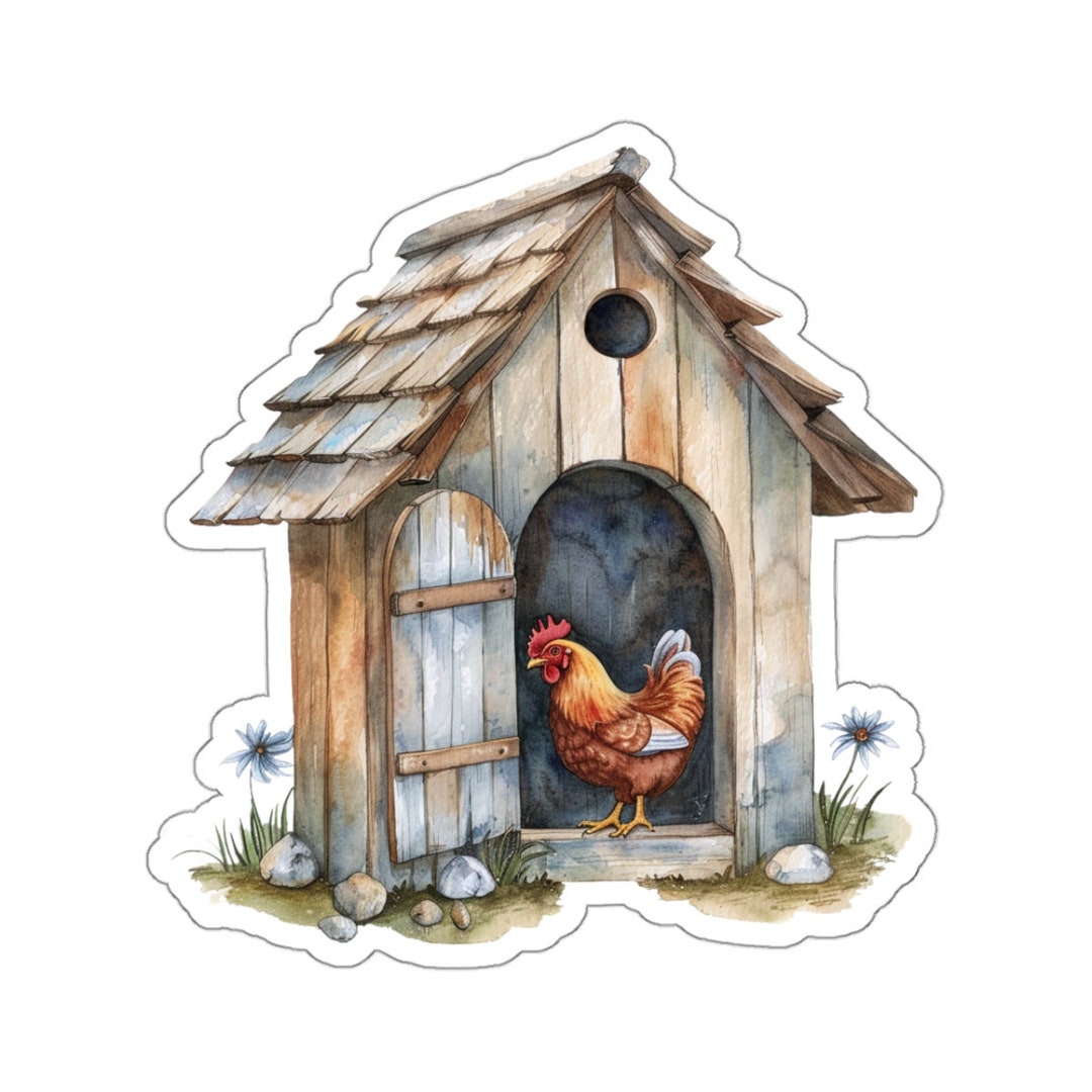 Farmhouse Chicken Coop Sticker, Transparent Waterproof Vinyl Decal for ...