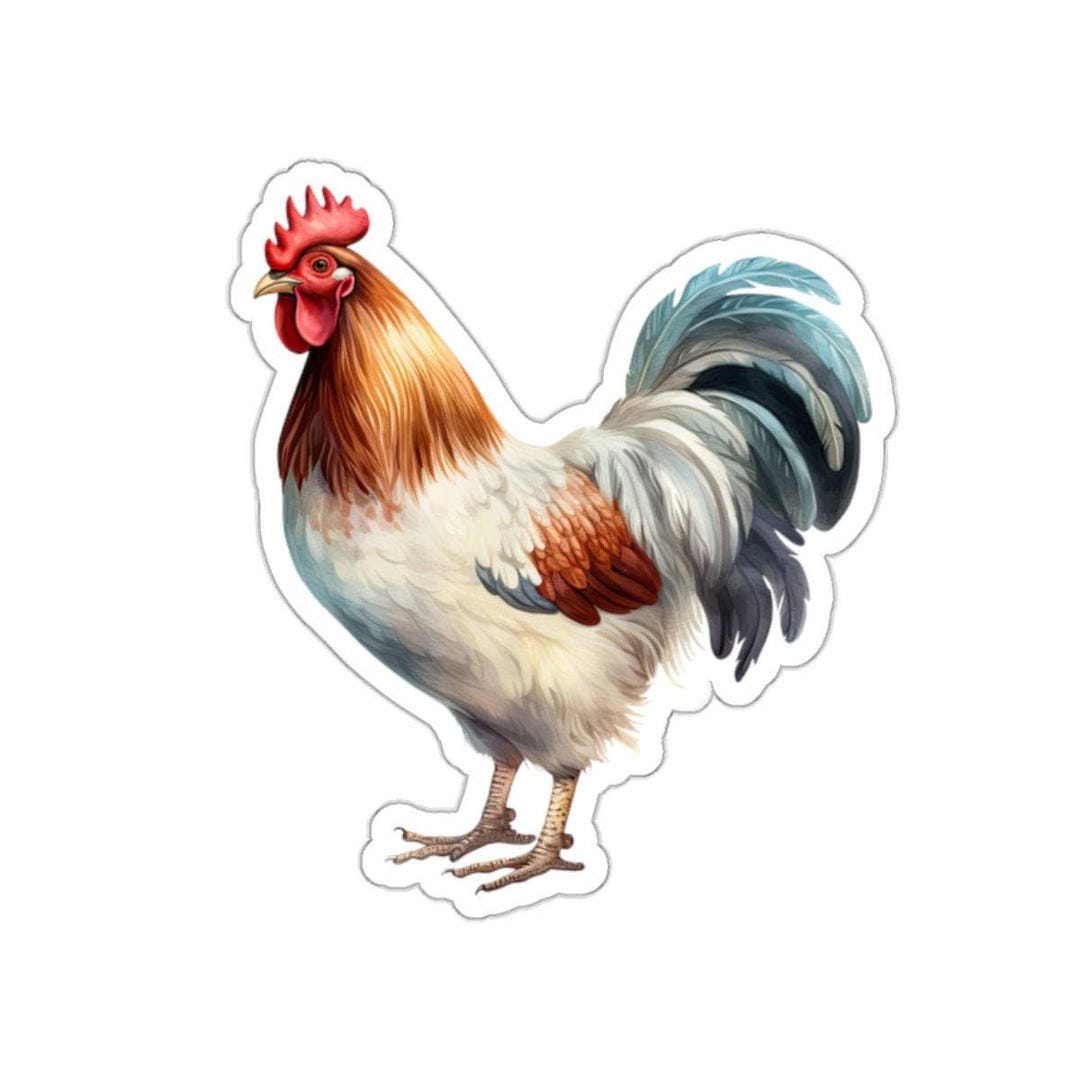 Rooster Sticker, Farm Animal Decal, Watercolor Art, Chicken Lover Gift ...