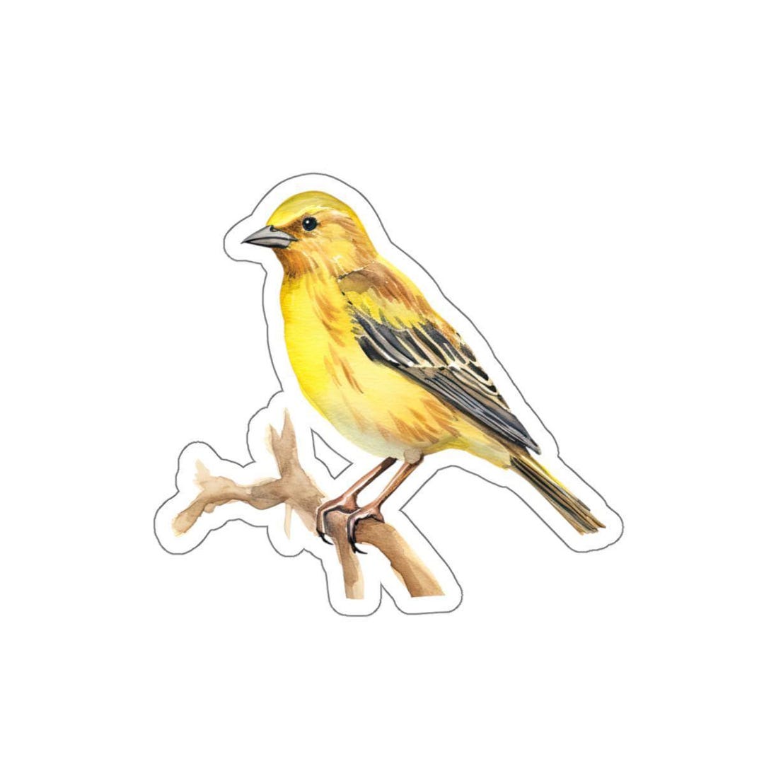 Yellow Bird Sticker, Cute Bird Vinyl Decal, Watercolor Bird Decal ...