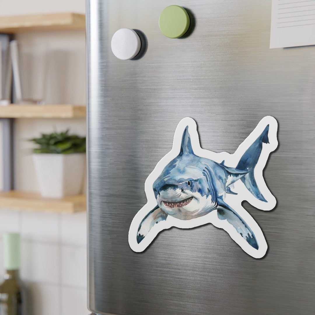 Scary Great White Shark Magnet, Matte Vinyl Ocean Animal Refrigerator ...