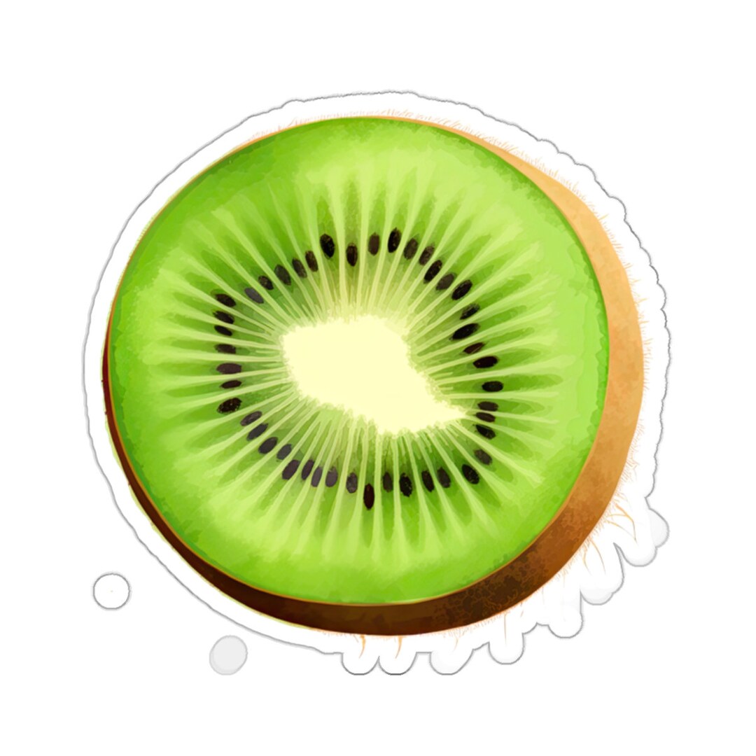Realistic Kiwi Slice Sticker - Watercolor Fruit Vinyl Decal, Healthy ...