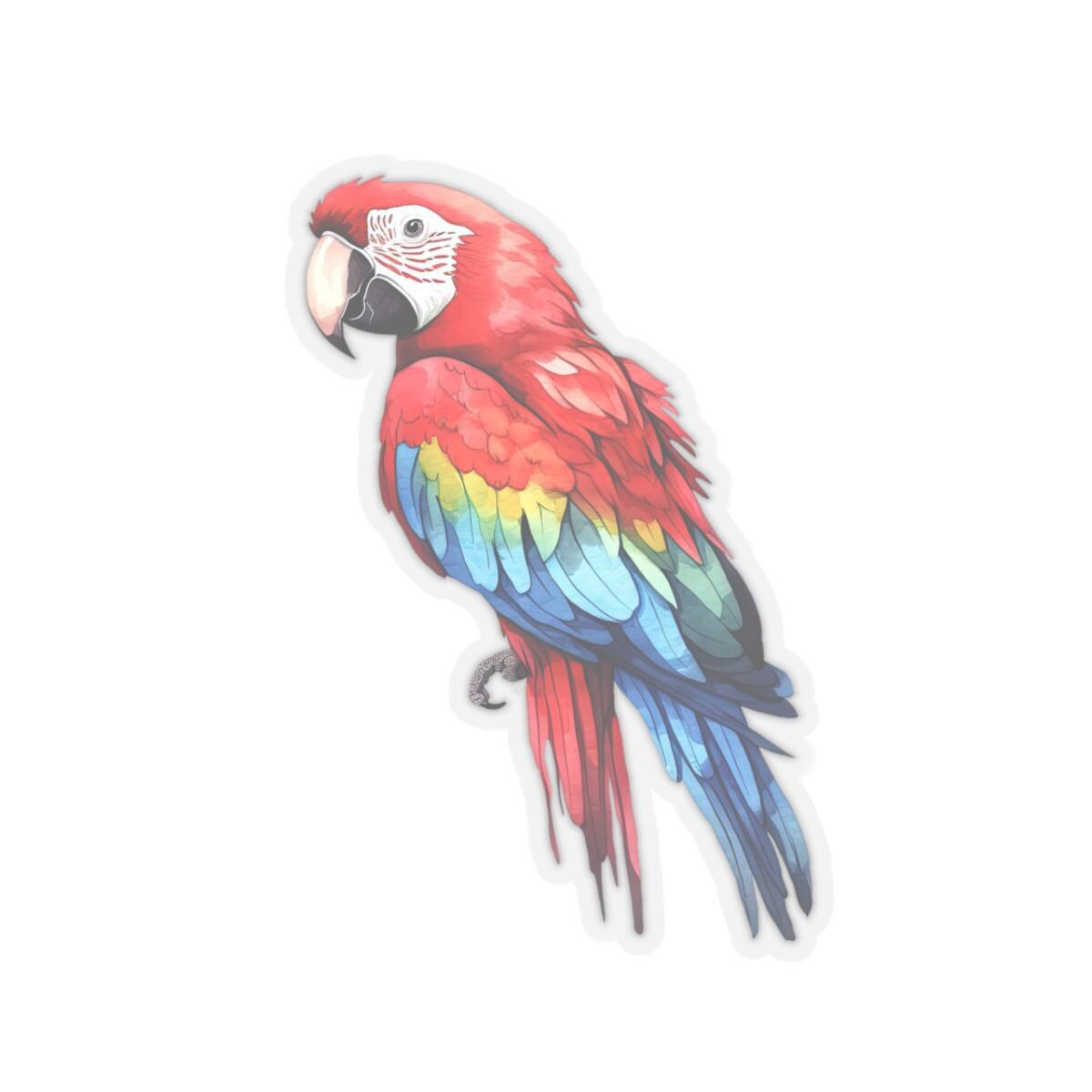 Colorful Macaw Parrot Watercolor Vinyl Sticker, Glossy Waterproof Bird ...