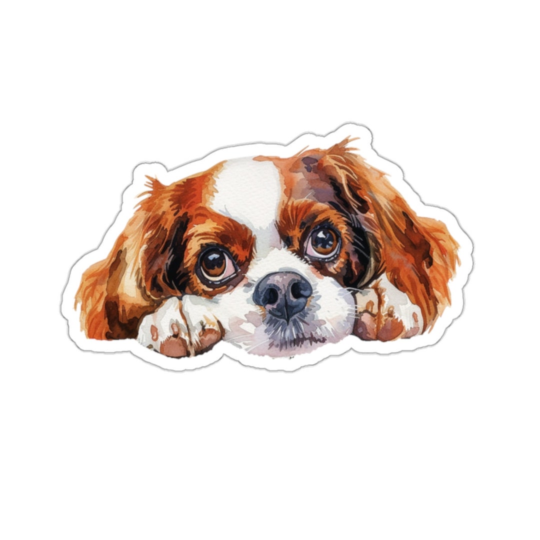 English Toy Spaniel Sticker, Peeking Dog Waterproof Vinyl Sticker for ...