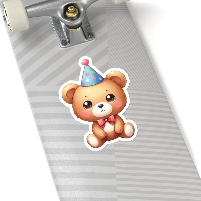 Cute Birthday Teddy Bear Sticker, Kawaii Bear Waterproof Vinyl Decal ...