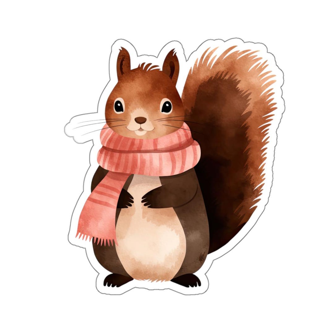 Cute Squirrel Sticker, Woodland Animal Decal, Squirrel With Scarf ...