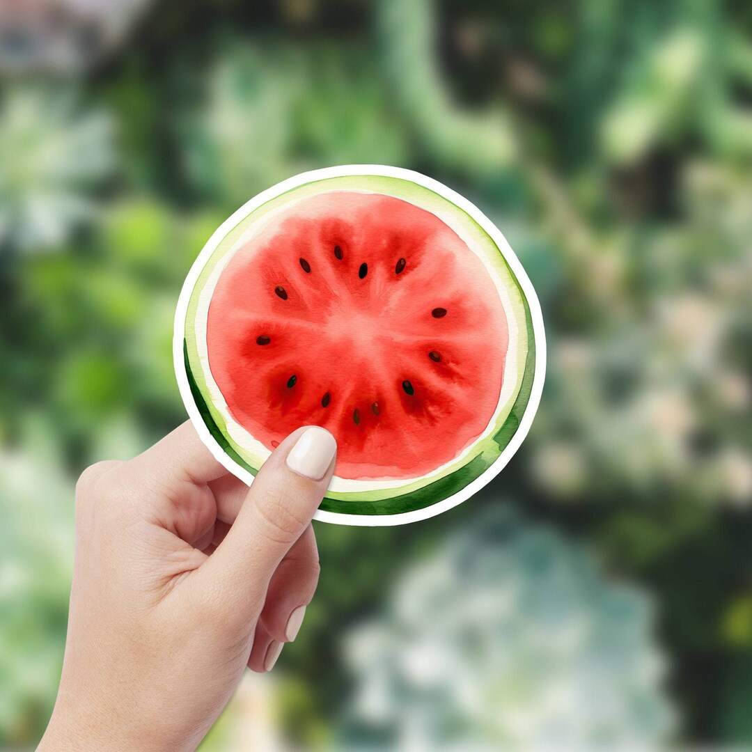 Watercolor Watermelon Slice Sticker, Summer Fruit Vinyl Decal, Fresh ...