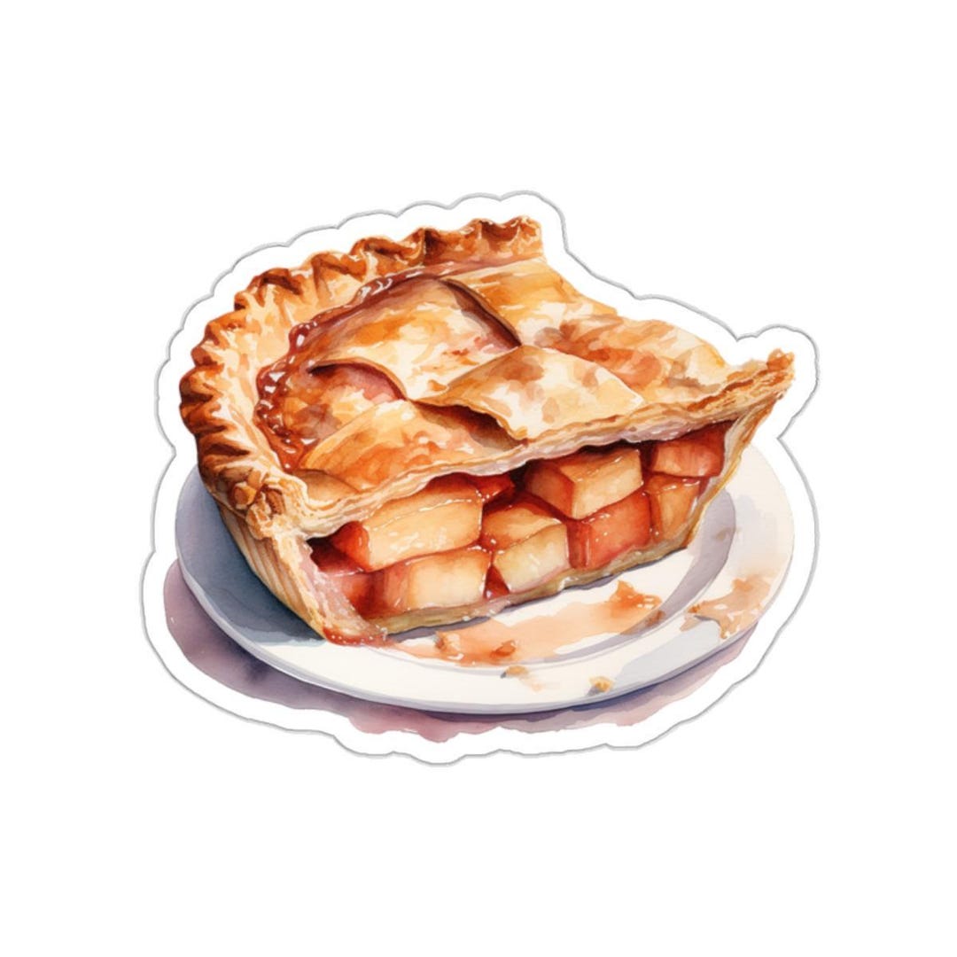 Apple Pie Sticker, Watercolor Pie Decal, Realistic Art, Food Sticker ...