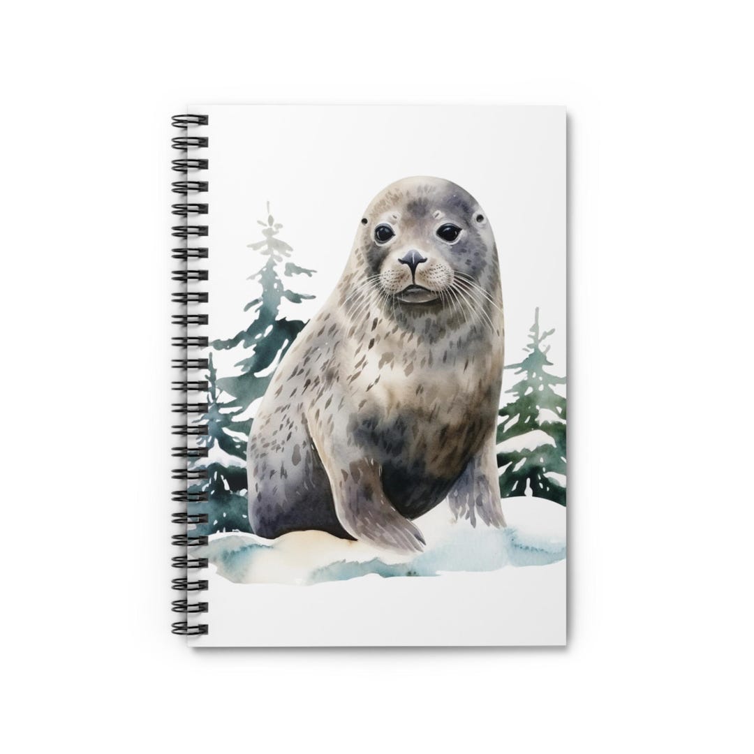 Seal Watercolor Journal, Cute Sea Animal Gift, Spiral Notebook for Seal ...