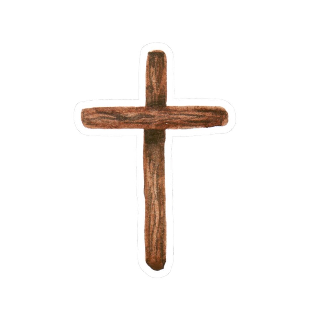 Rustic Wooden Cross Sticker, Faith Vinyl Sticker Decal, Religious ...