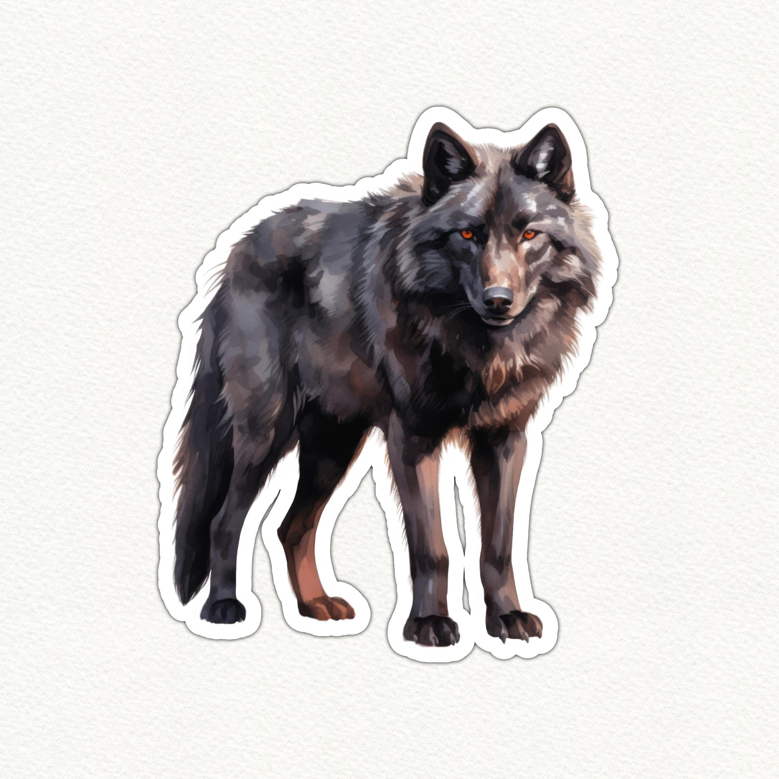 Wolf Sticker, Black Wolf Decal, Laptop Sticker, Journal Decoration ...