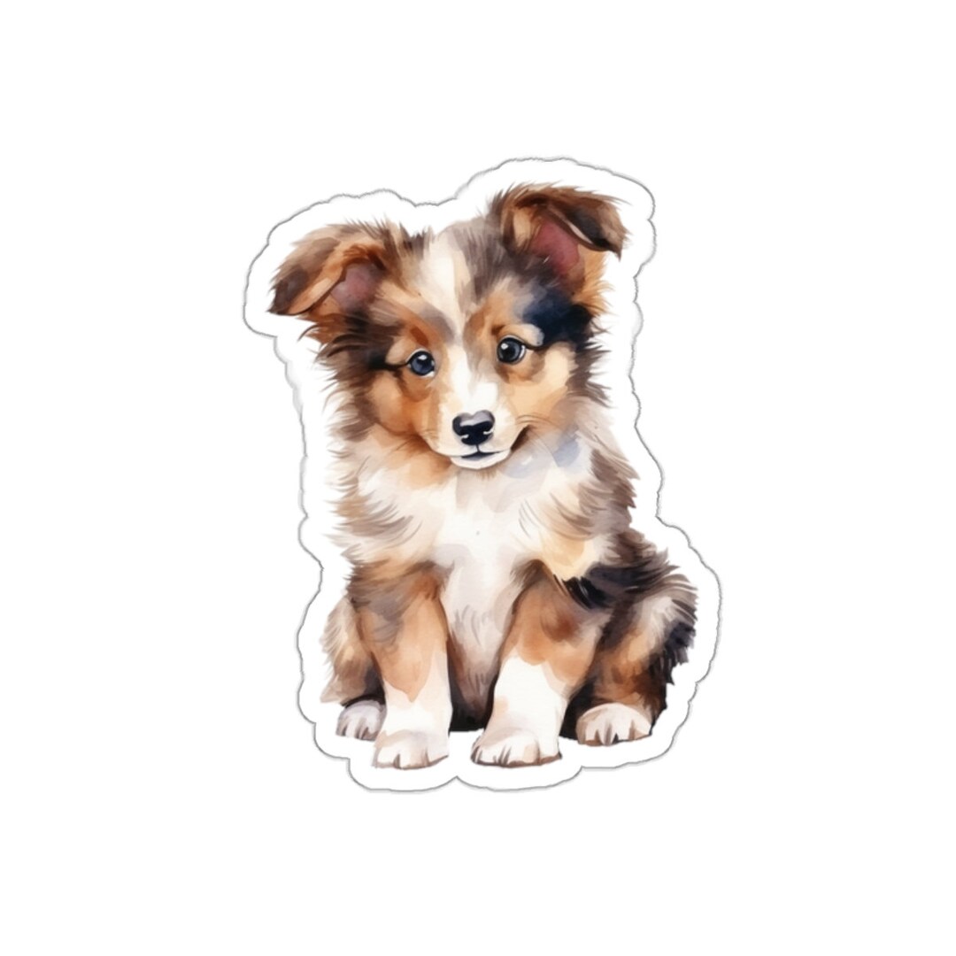 Australian Shepherd Puppy Sticker, Cute Dog Waterproof Vinyl Sticker ...