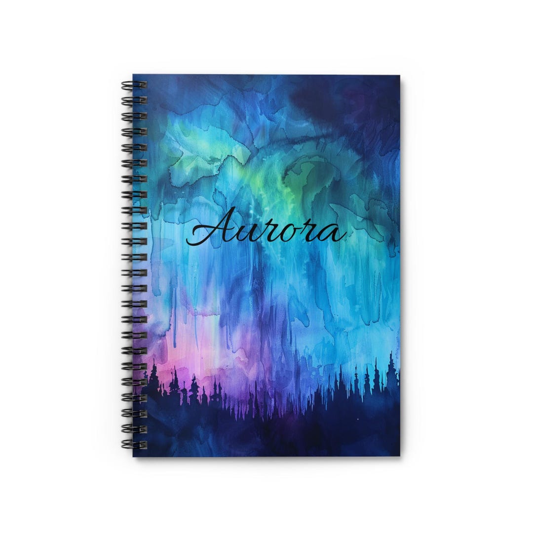 Aurora Borealis Spiral Notebook, Personalized Journal, Northern Lights ...