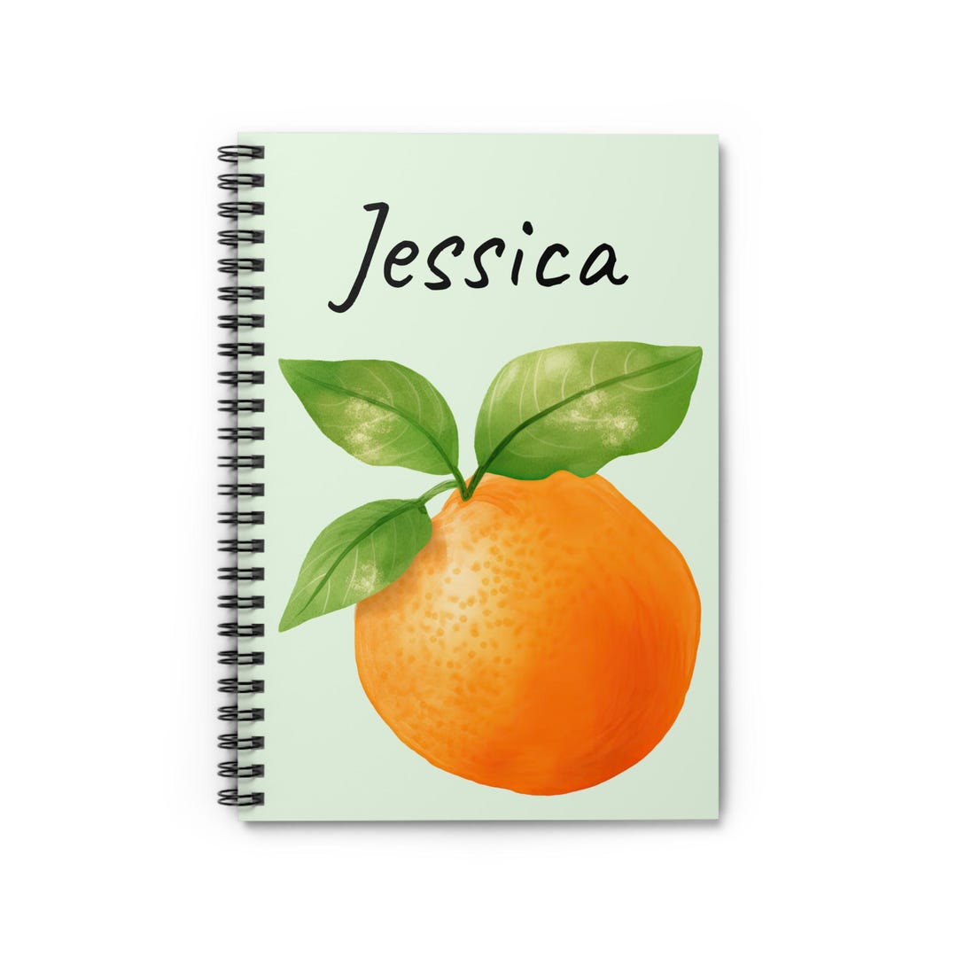 Personalized Spiral Notebook With Orange Fruit Design, Custom Name ...
