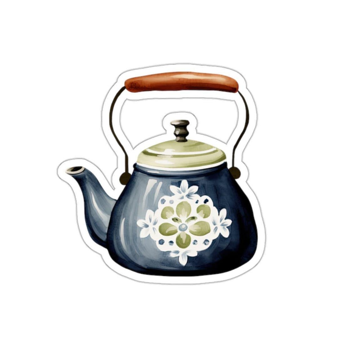 Teapot Sticker, Tea Lover Gift, Watercolor Art Decal, Laptop Sticker ...