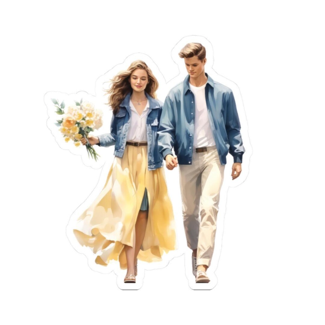 Cute Couple Stickers, Young Love Decal, Anniversary Gift Idea ...