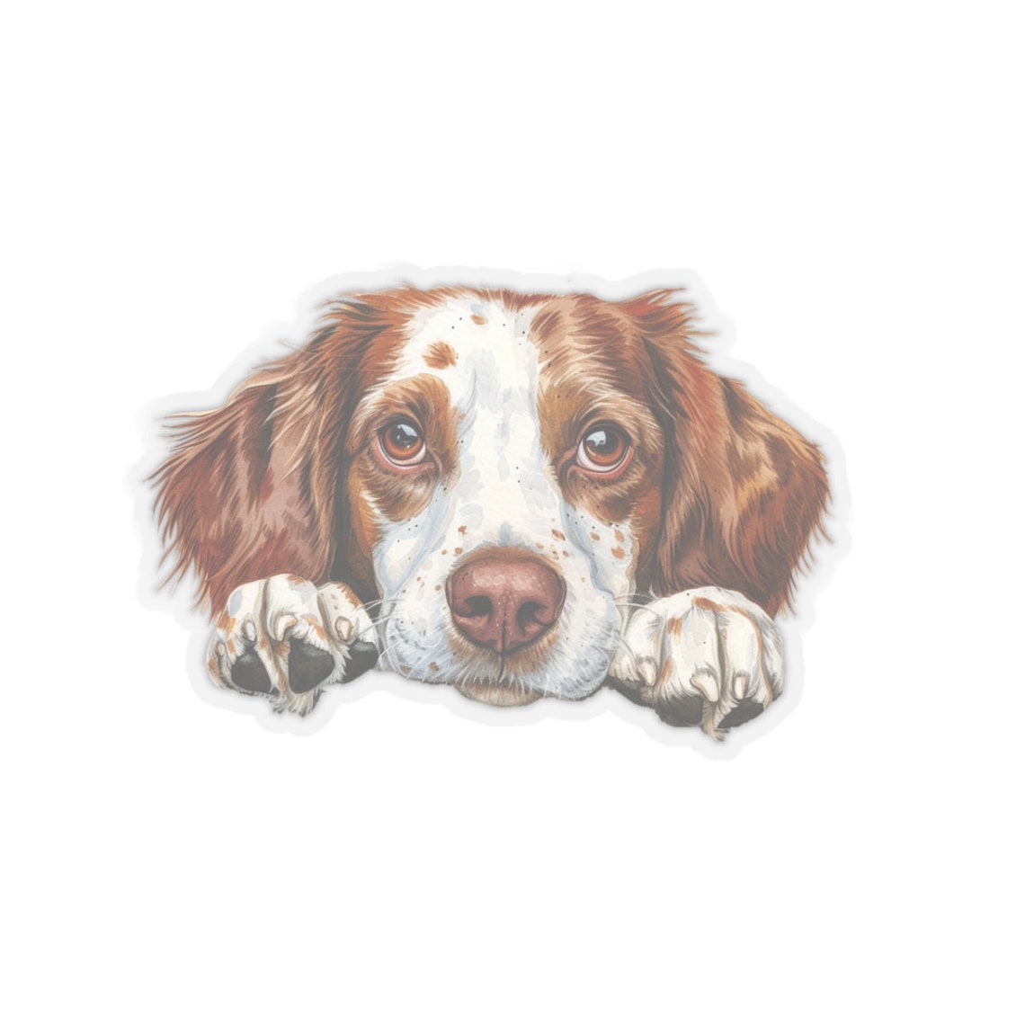 Brittany Spaniel Sticker, Peeking Dog Waterproof Vinyl Sticker for ...