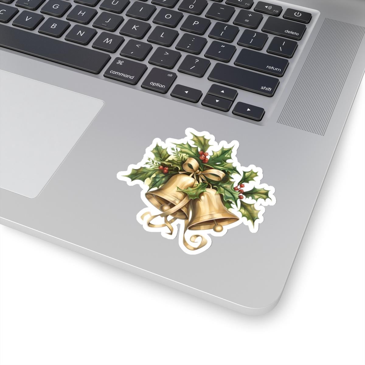 Christmas Bells and Holly Glossy Waterproof Sticker, Cute Christmas ...