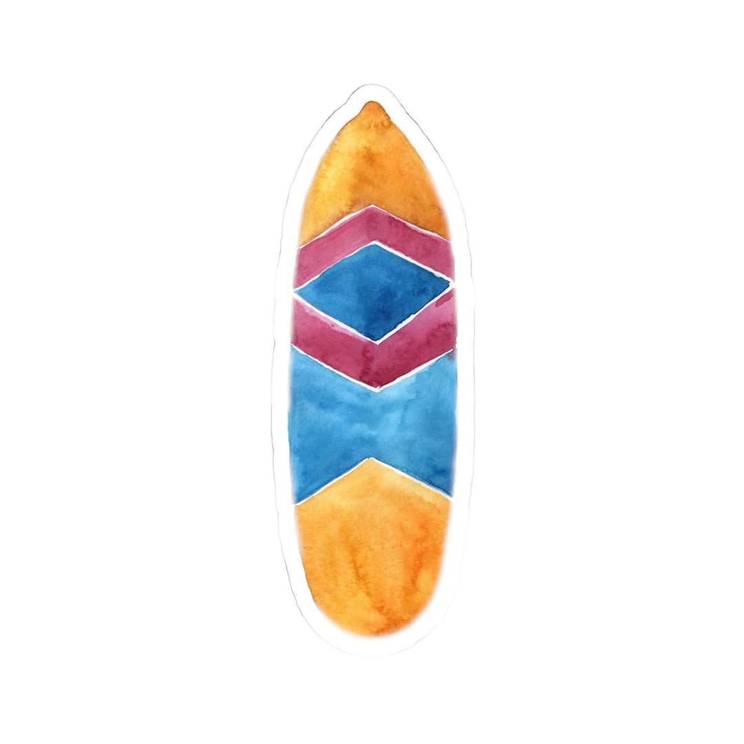 Surfboard Sticker, Colorful Watercolor Art, Beach Theme Decal, Summer ...