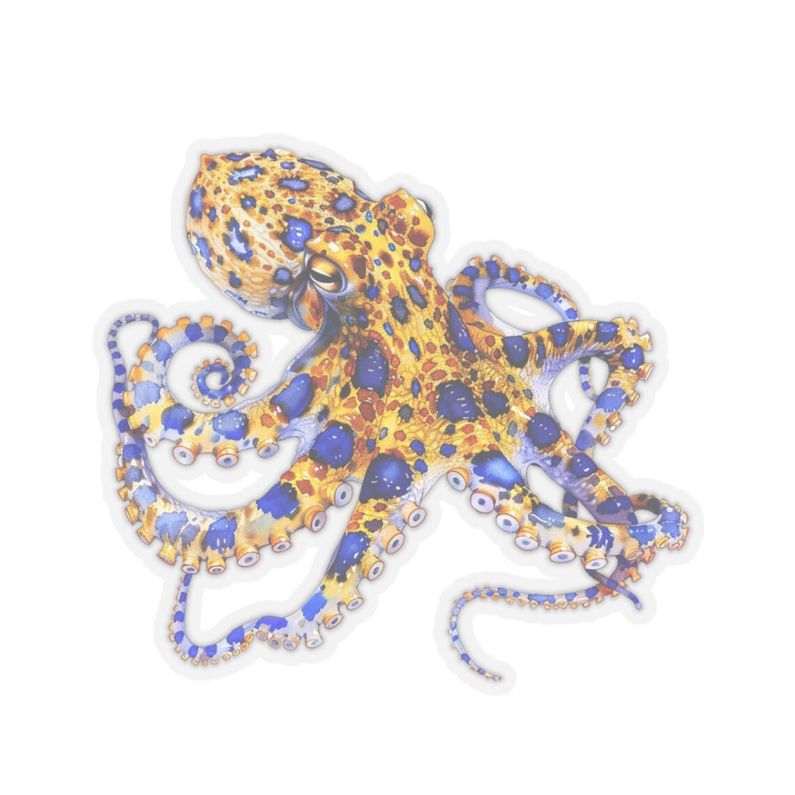 Colorful Octopus Sticker, Watercolor Vinyl Sticker for Laptop Water ...