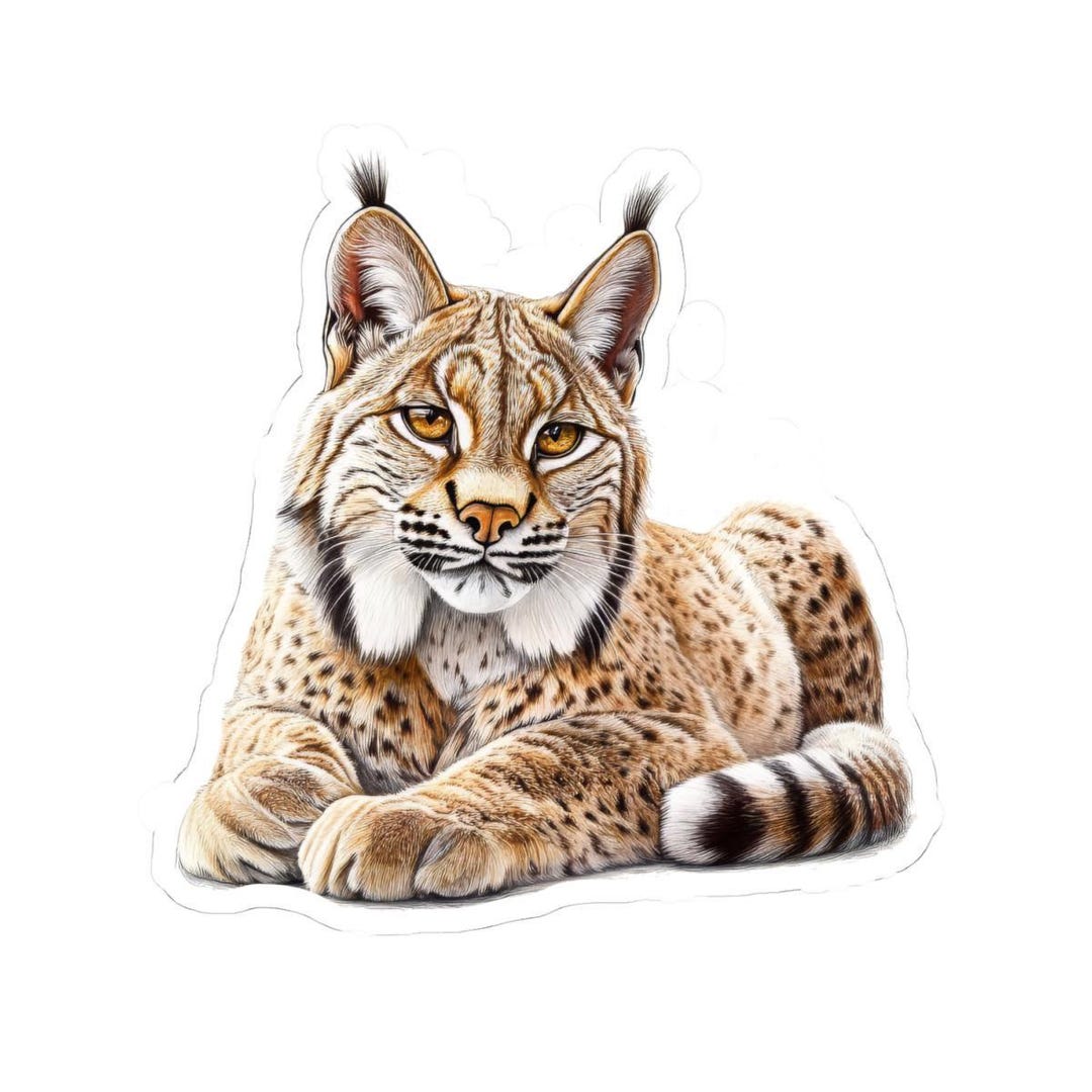Lynx Sticker, Bobcat Decal, Cute Cat Stickers, Wild Animal Art, Laptop ...