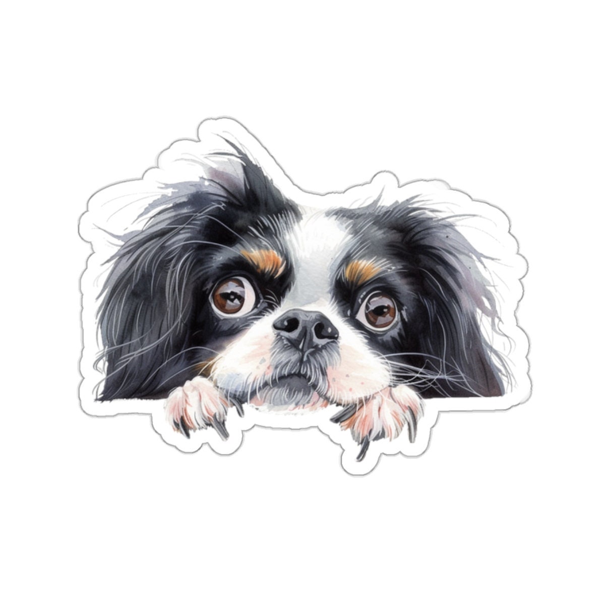 Japanese Chin Sticker, Peeking Dog Waterproof Vinyl Sticker for Laptop ...