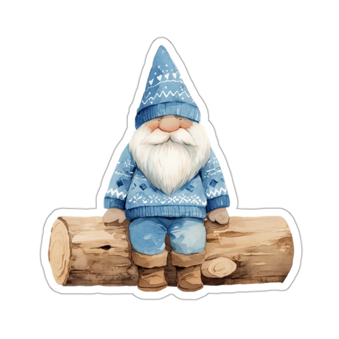 Cute Watercolor Gnome Vinyl Sticker, Funny Gnome Laptop Decal ...