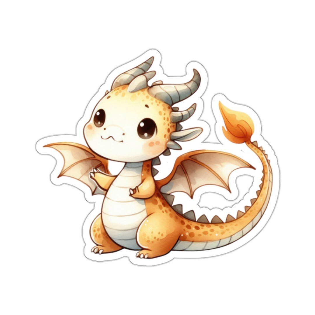 Kawaii Yellow Dragon Sticker Cute Vinyl Decal for Laptop, Water Bottle ...