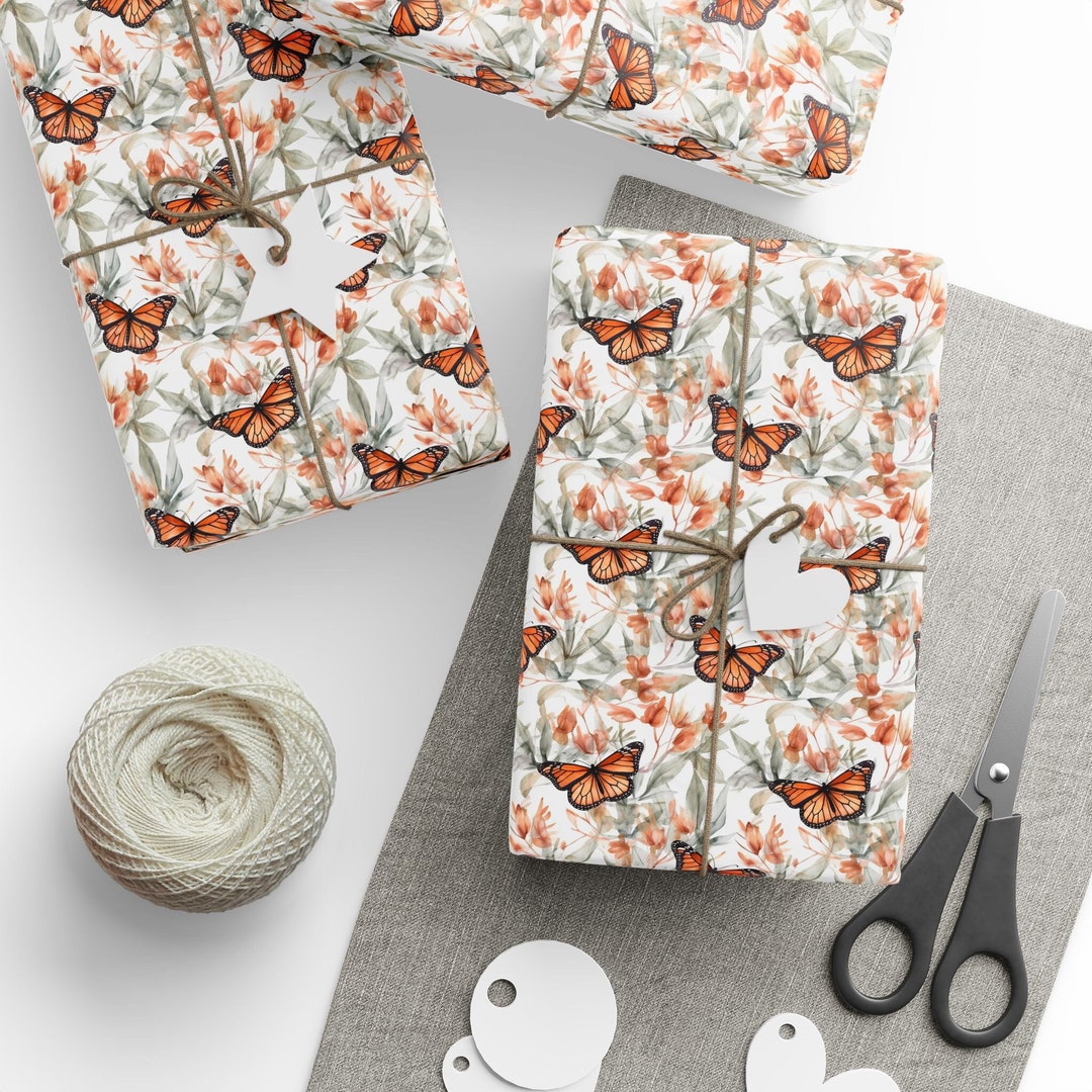 Monarch Butterfly Wrapping Paper, Gift Wrap, Watercolor Butterfly ...