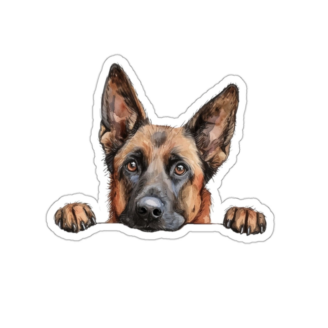 Belgian Malinois Sticker, Peeking Dog Waterproof Vinyl Sticker for ...