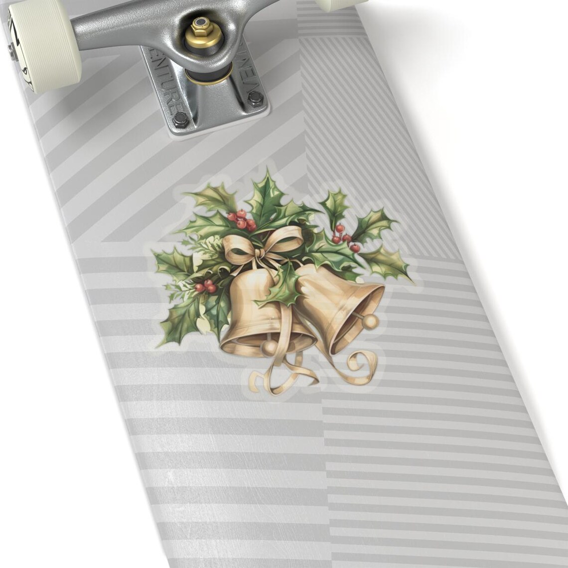 Christmas Bells and Holly Glossy Waterproof Sticker, Cute Christmas ...