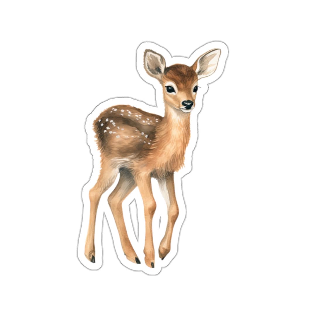 Watercolor Fawn Deer Sticker, Woodland Animal Vinyl Decal, Cute Baby ...